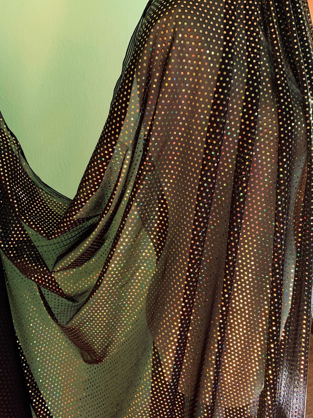 60" Wide Sheer, Soft Black Tulle Netting Confetti Dot Fabric Light ...