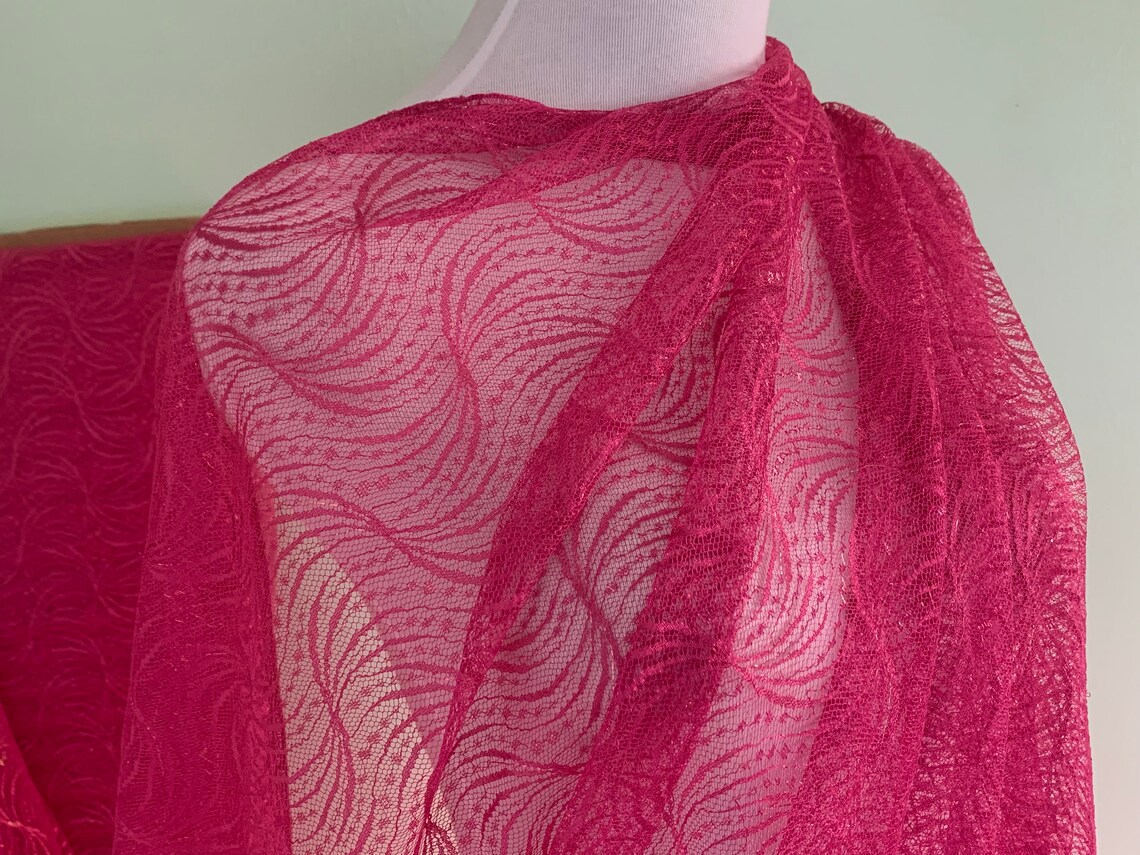 62" Long X 60" Wide Netting Fabric Fuchsia Dark Pink Sparkly ...
