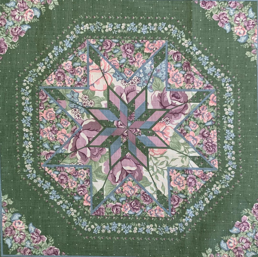 2 Identical Pillow Panels Vintage All Cotton Fabric 17" X 44" Roses ...