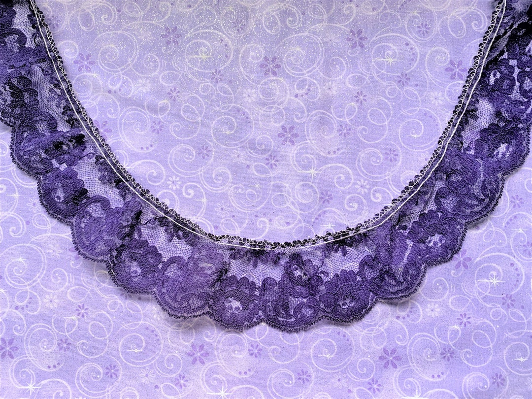 2.25" Wide Deep Dark Royal Purple Vintage Gathered Lace Trim With ...