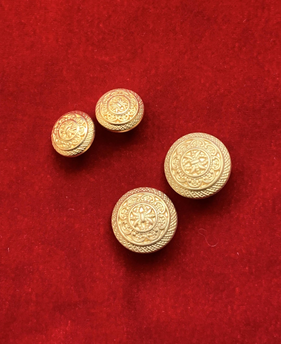 2 Vintage Buttons on Card, Medium (13/16" or 21mm) Round, Embossed ...