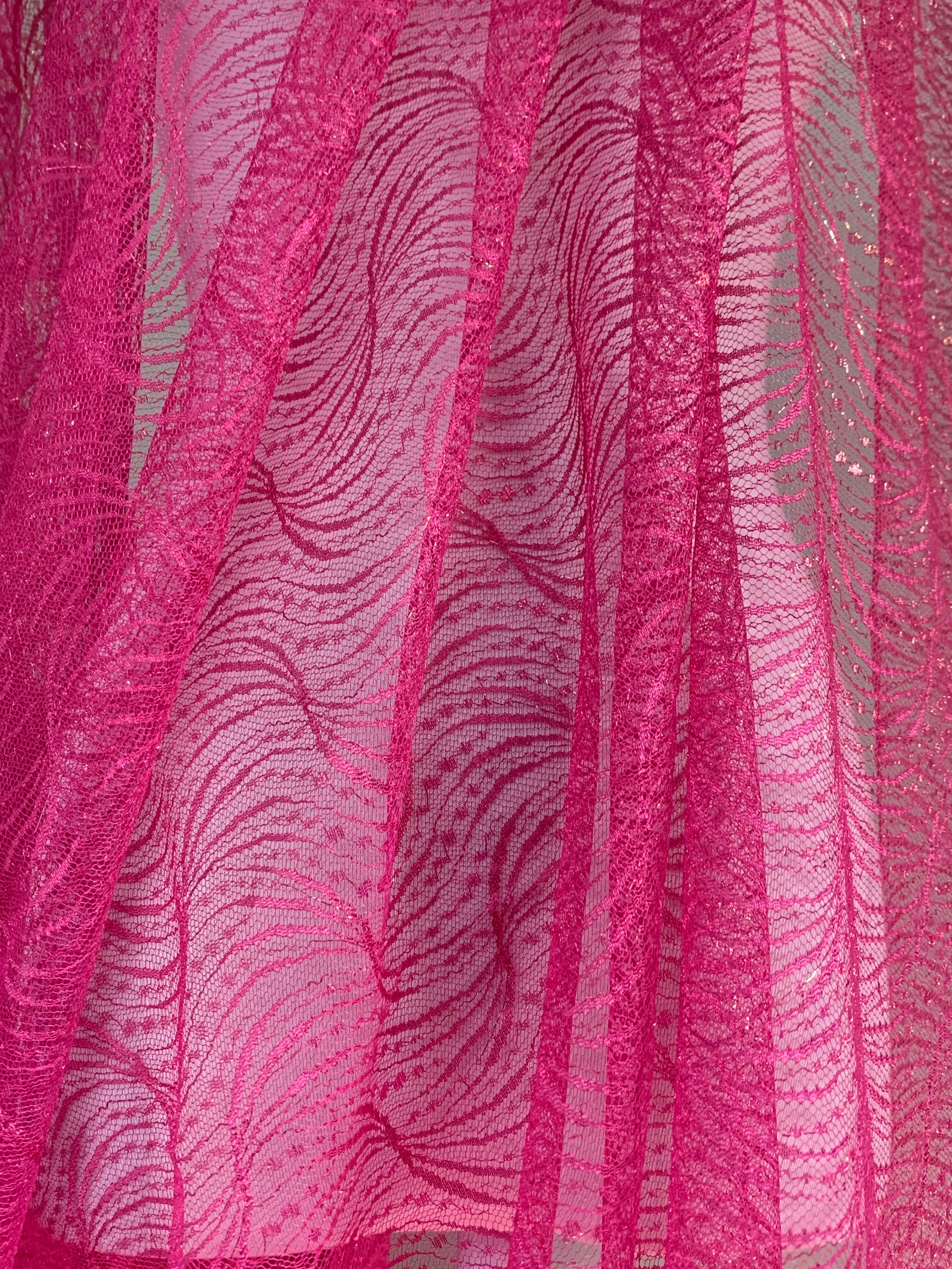 62" Long X 60" Wide Netting Fabric Fuchsia Dark Pink Sparkly ...