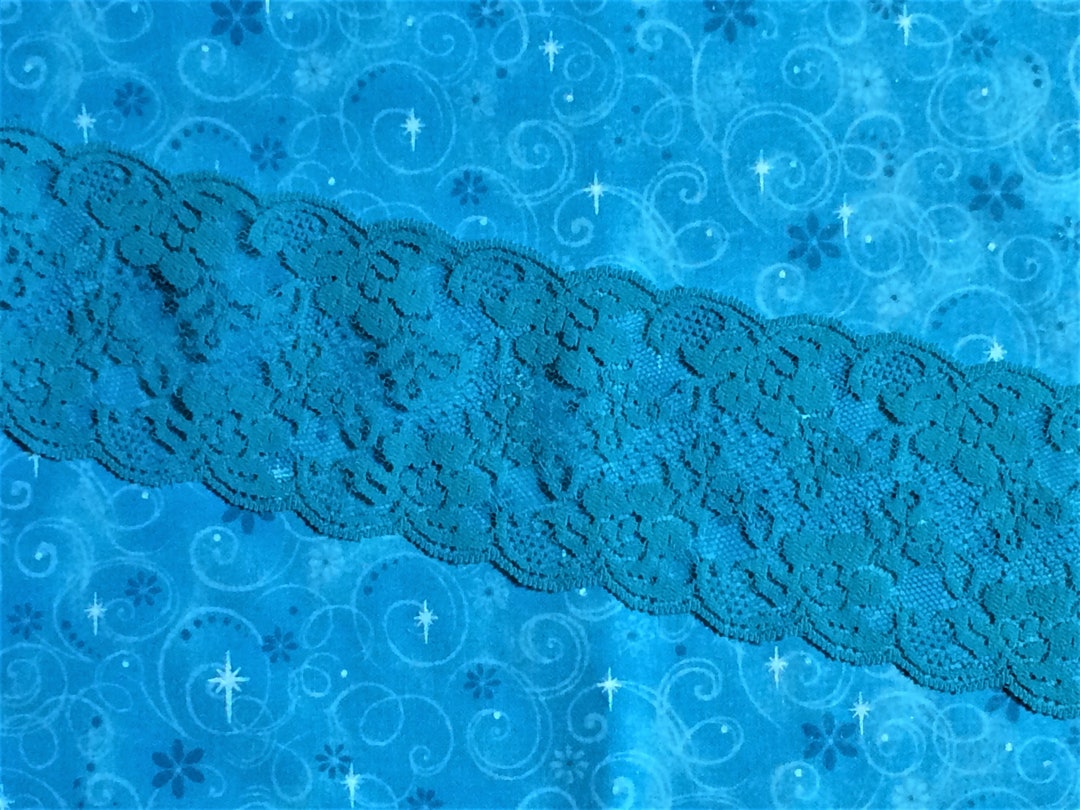 3 1/4" Wide Turquoise Blue Flat Lace Trim Scalloped Edges (sold by the ...