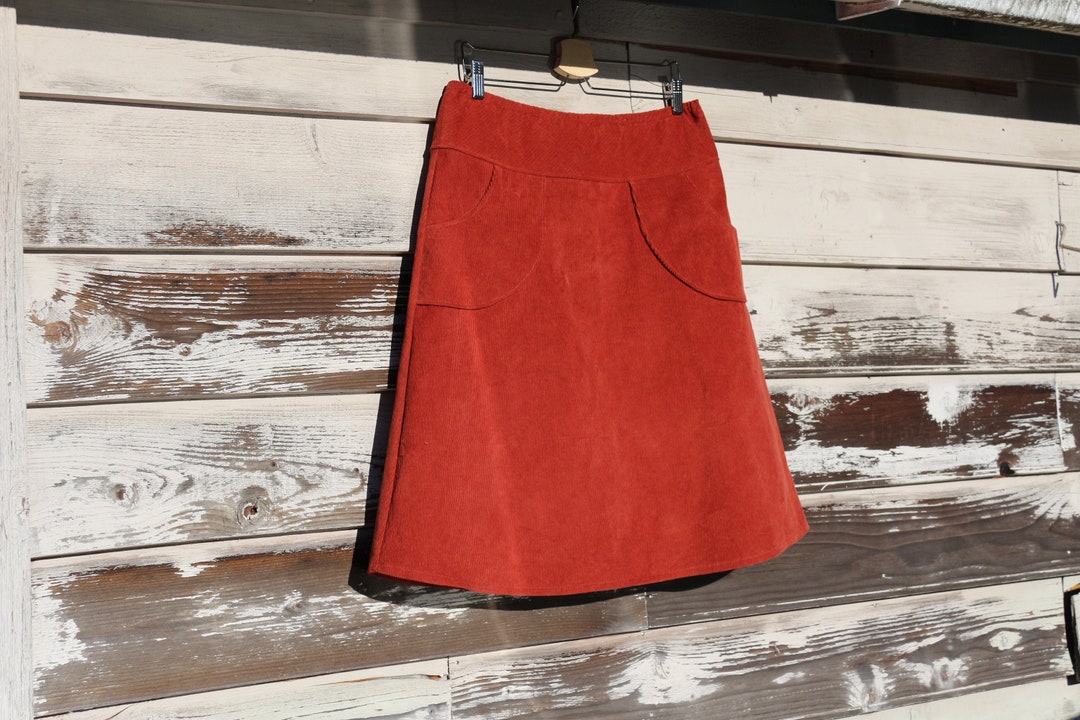 Rust Corduroy A-line Skirt, 14 Wale Cotton, Custom Made - Etsy