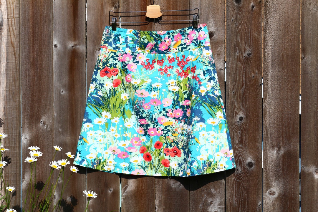 Floral A-line Skirt, Red Poppy Print, Custom Made - Etsy