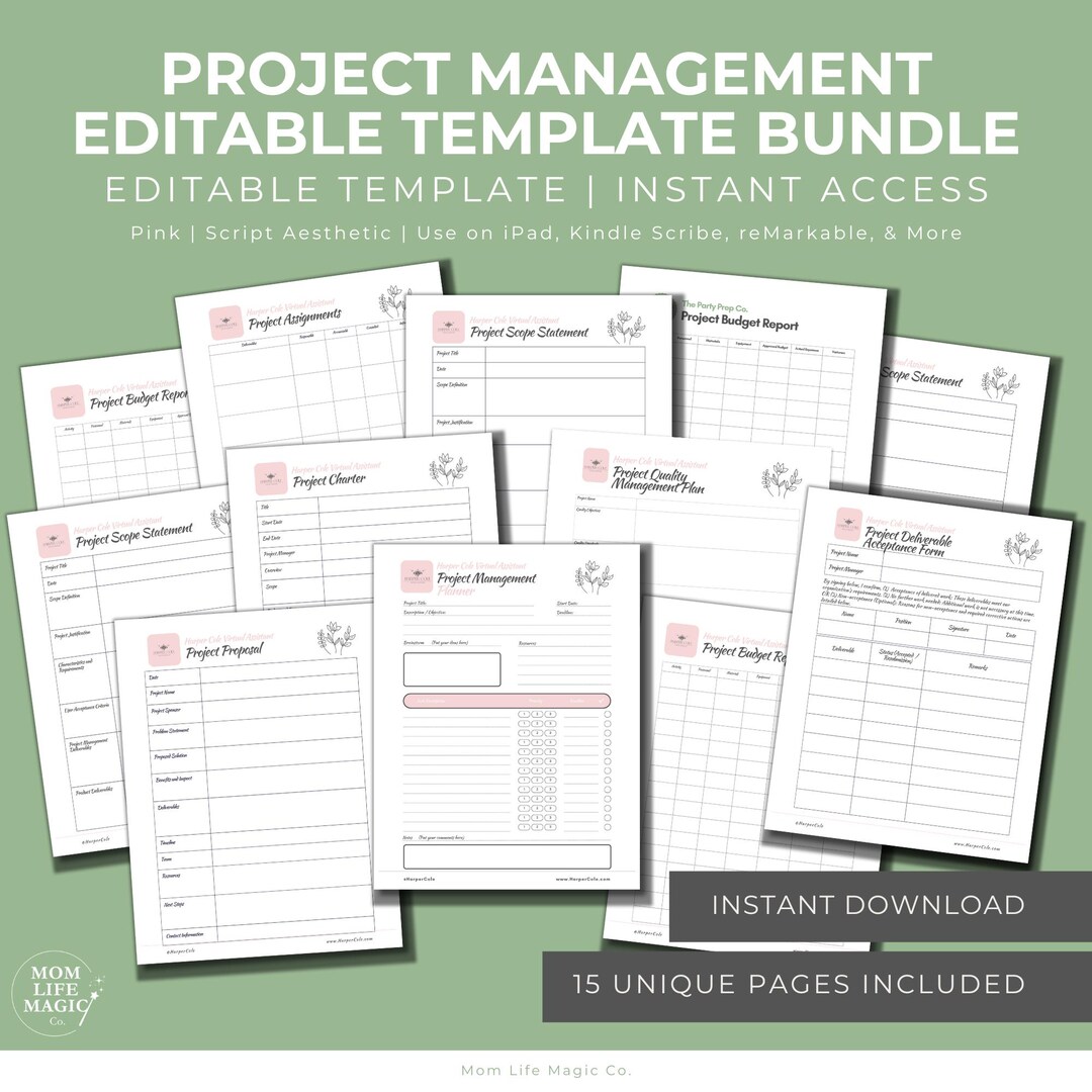 Project Management Template: Pink Canva Planner, Task Tracker (digital ...
