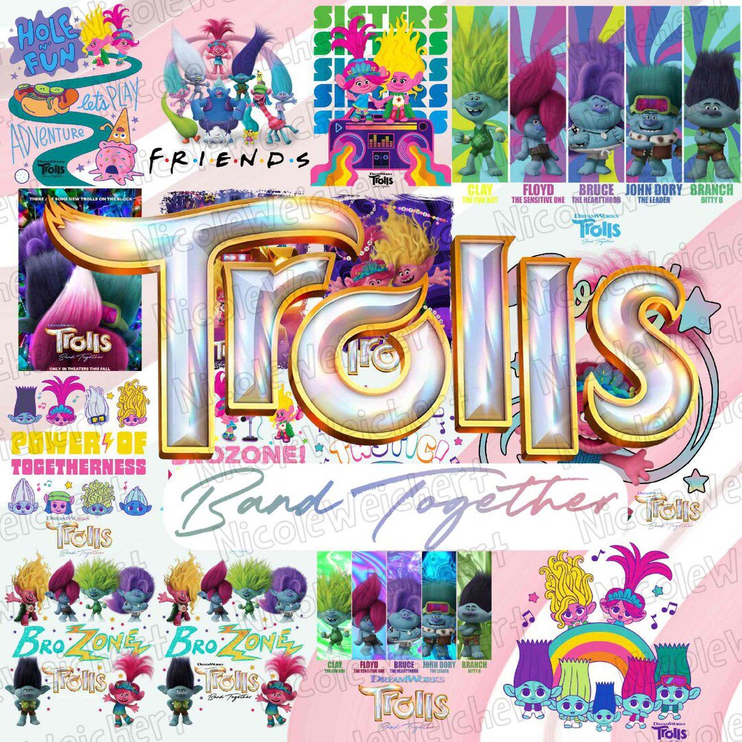 Trolls Band Together Png, Trolls Band PNG Bundle, Trolls Power of ...