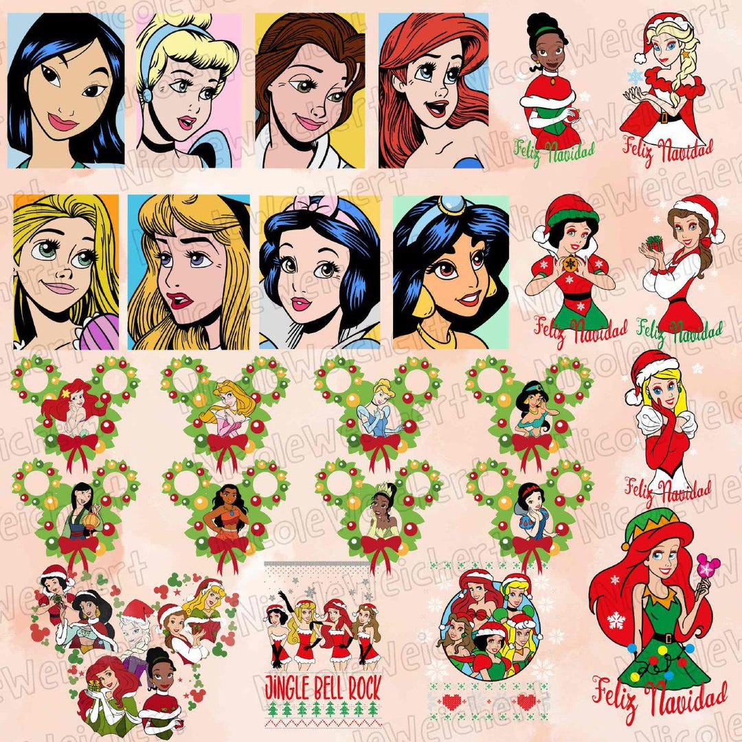 Christmas Princess PNG Bundle, Christmas Princess Clipart, Disney ...