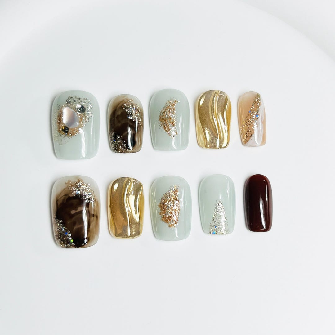 Luxury Murad Halo Water Ripple Gel Nails | Press on Nail | Handmade ...