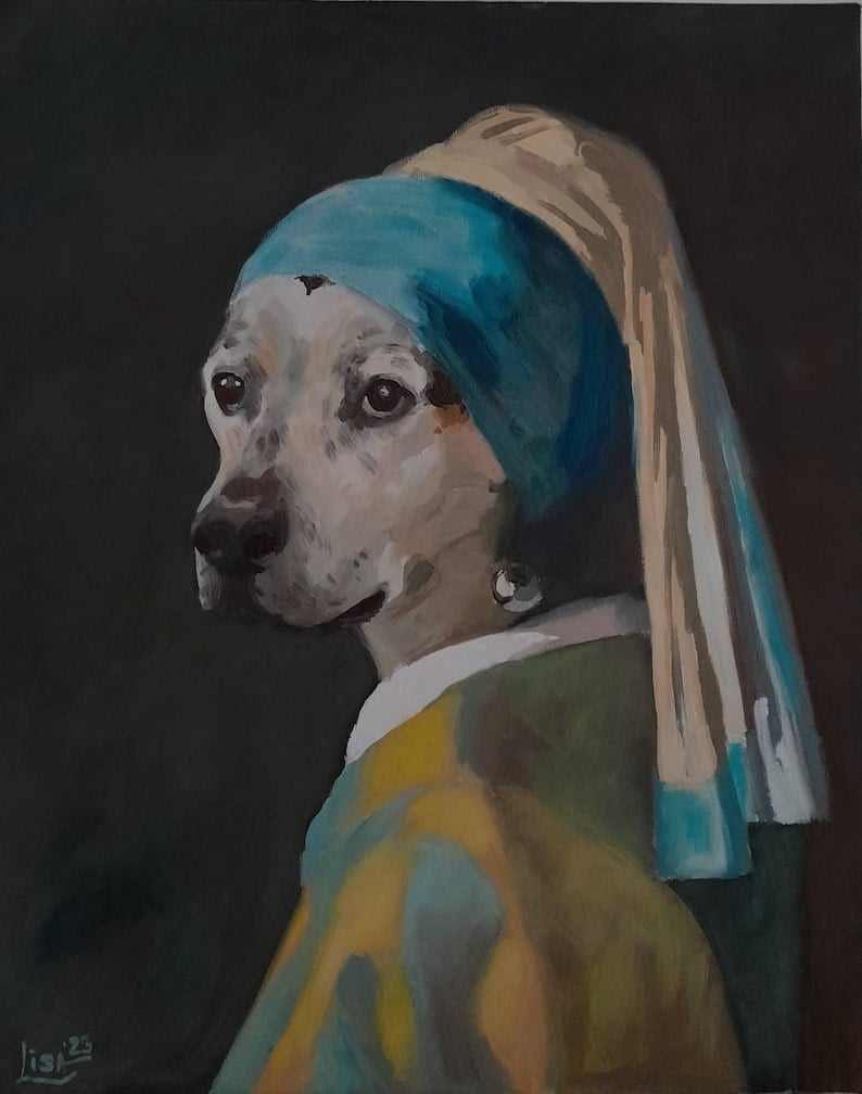 Custom Dog Portrait in Human Outfit – Oil Painting From Photo – Funny ...