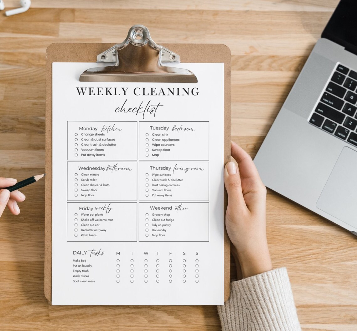 Editable Weekly Planner, Printable Cleaning Checklist, Cleaning Planner ...