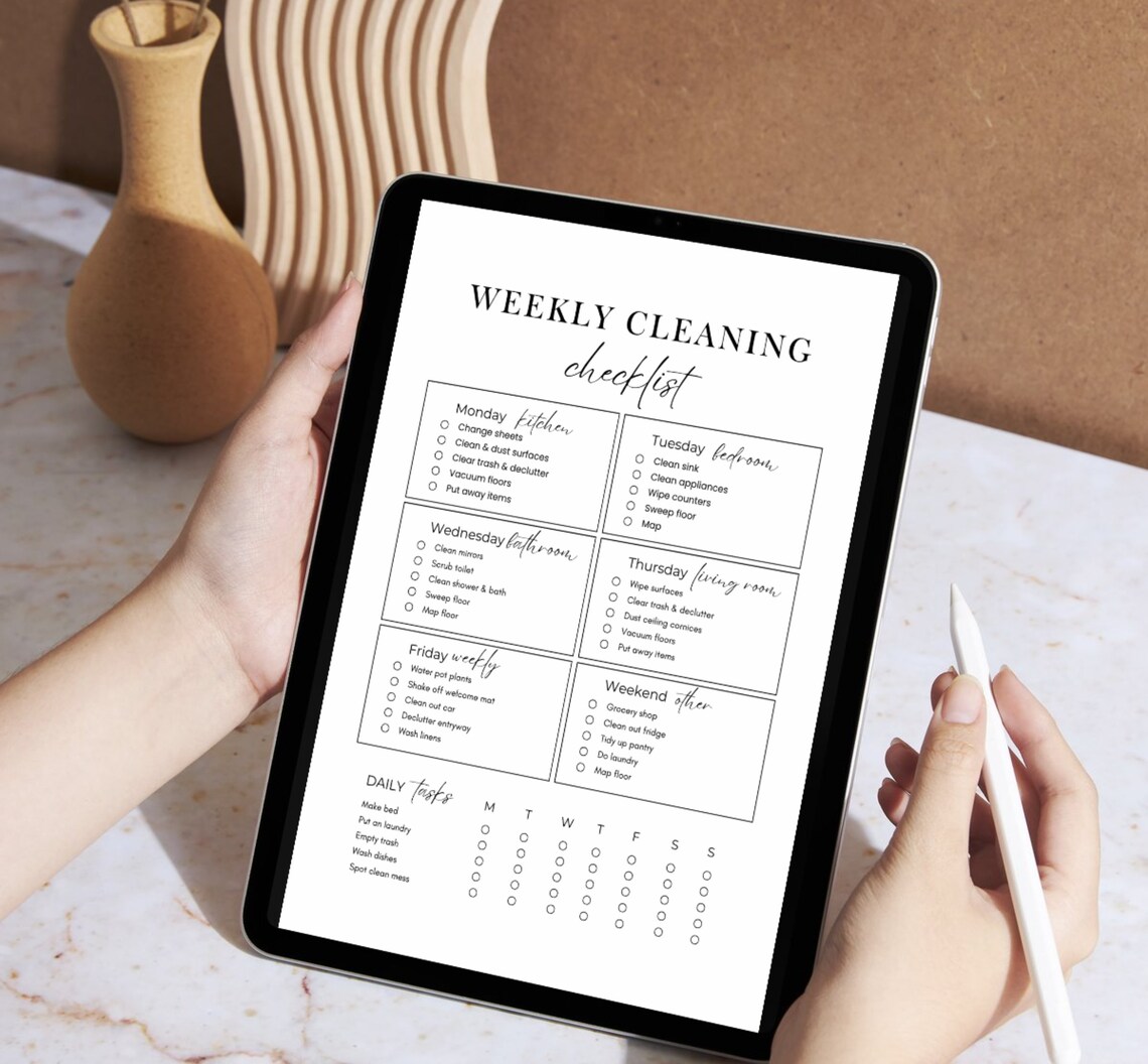 Editable Weekly Planner, Printable Cleaning Checklist, Cleaning Planner ...