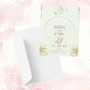Editable Cream Printable Wedding Invitation With Flowers and Designs ...