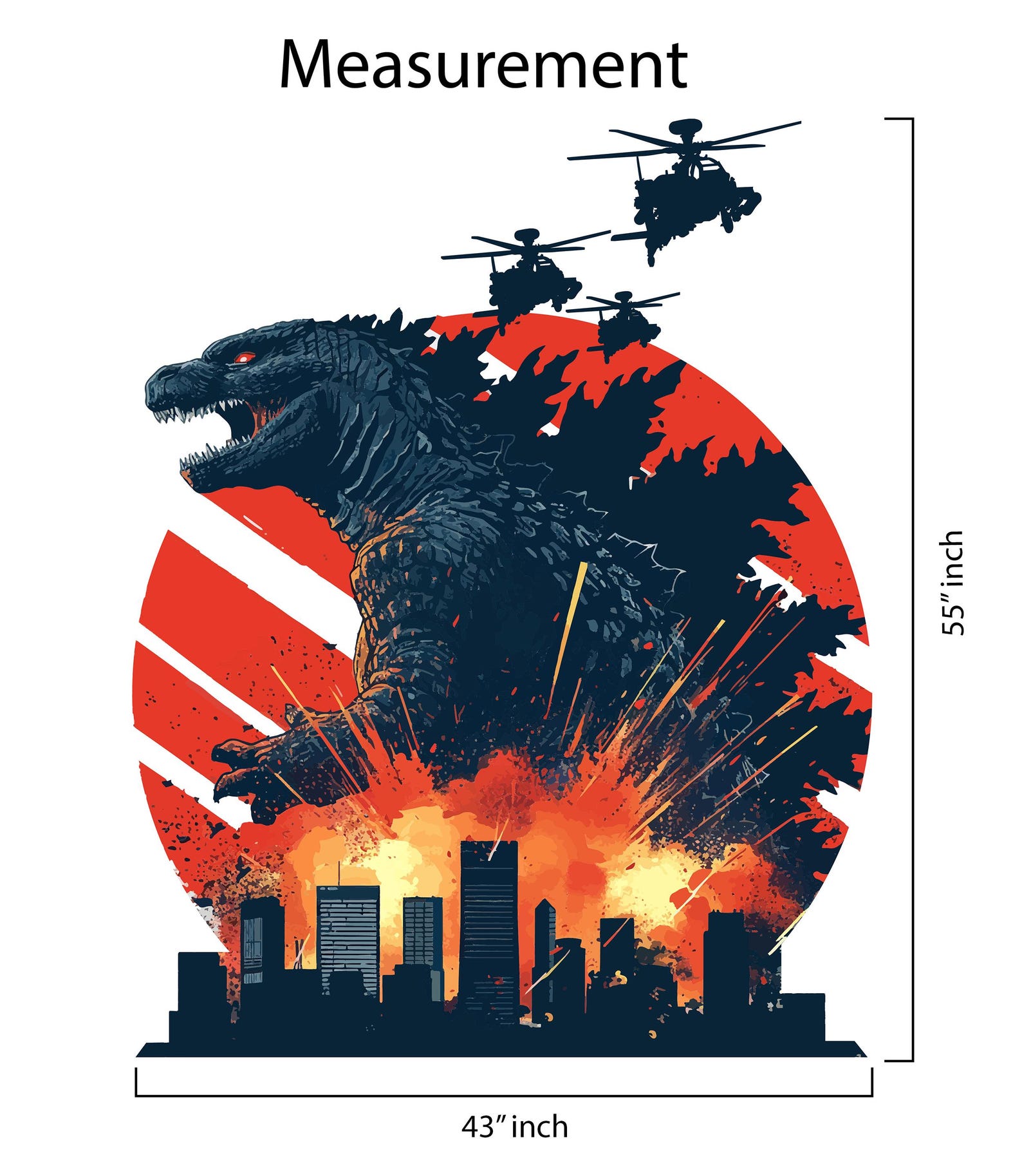Peel and Sticker Godzilla Wall Art Kid Room Decal Godzilla Wall Decal ...
