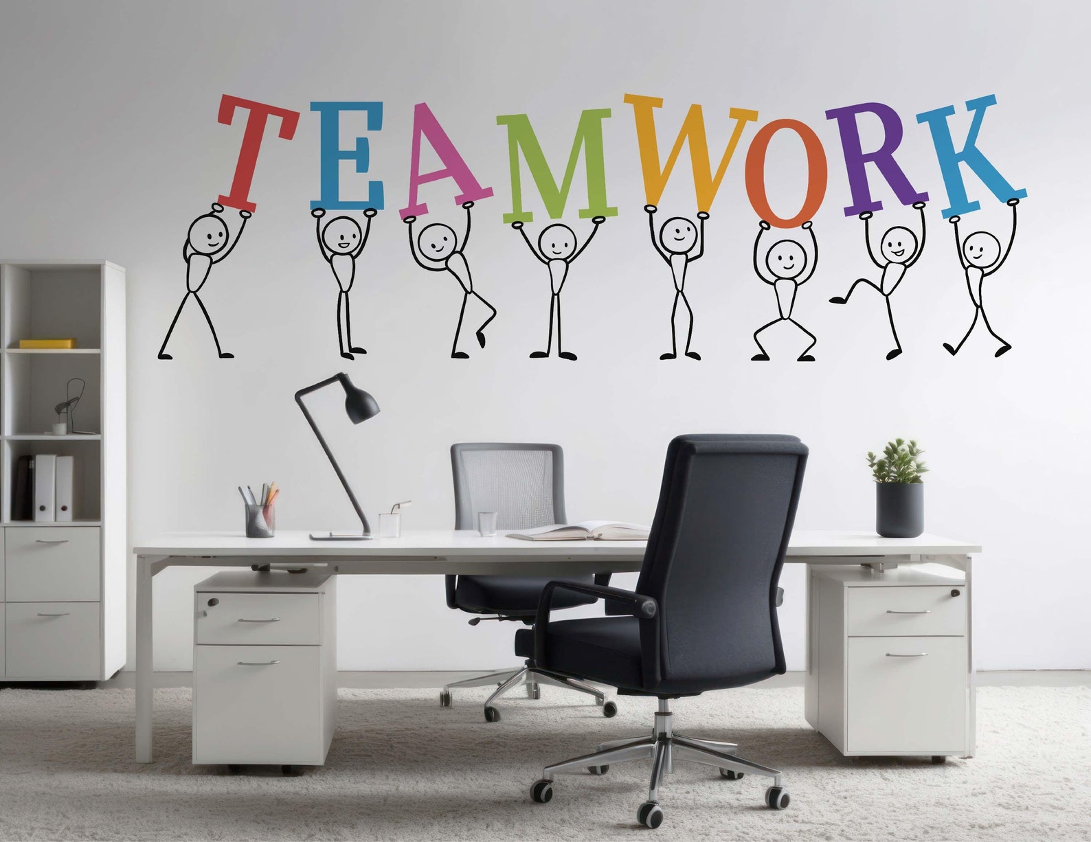 Teamwork Wall Decal Motivational Wall Sticker Company Quote Wallpaper ...