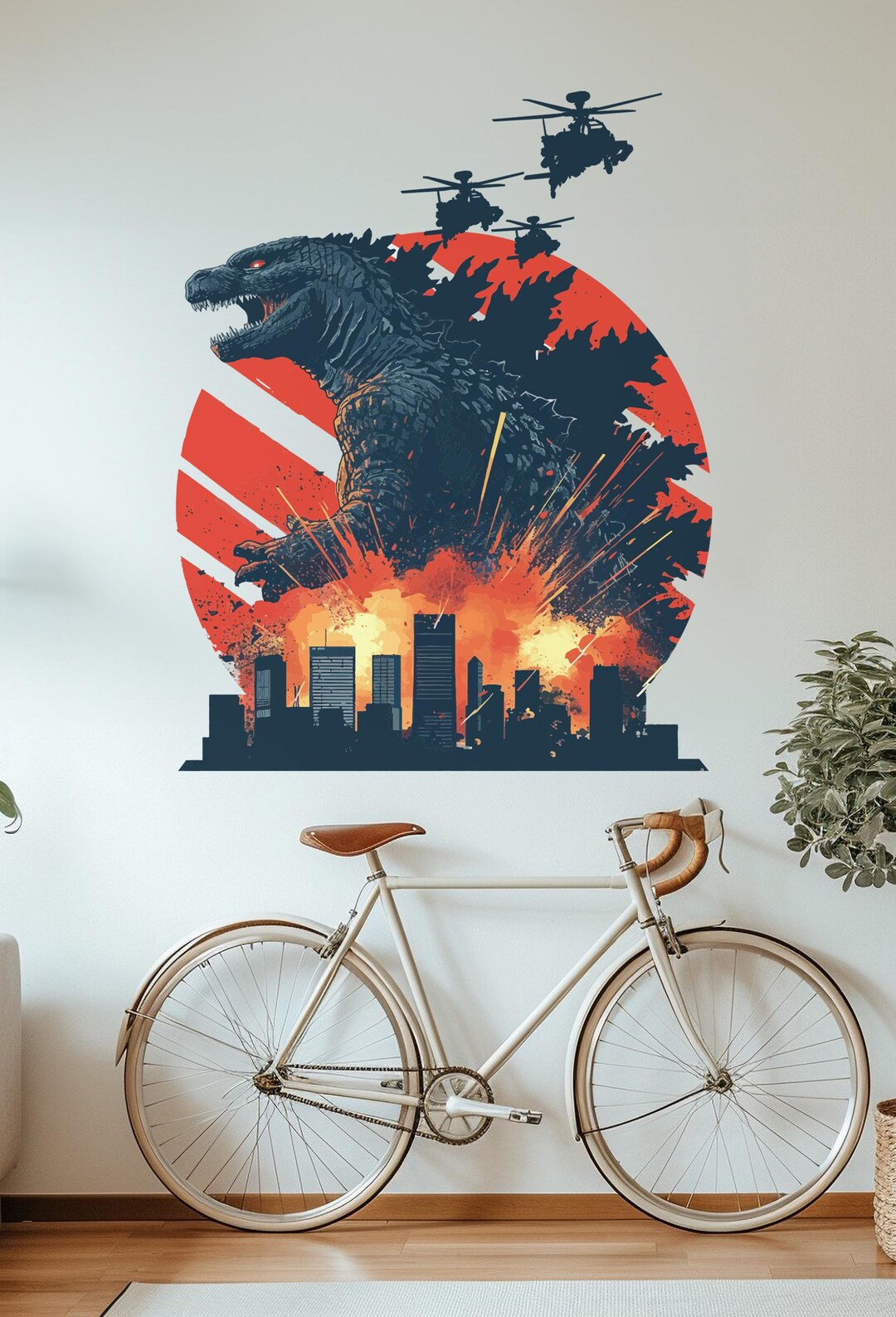 Peel and Sticker Godzilla Wall Art Kid Room Decal Godzilla Wall Decal ...
