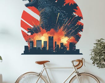 Removable Godzilla Wall Decal Kong Wall Sticker Monster Wall Mural ...