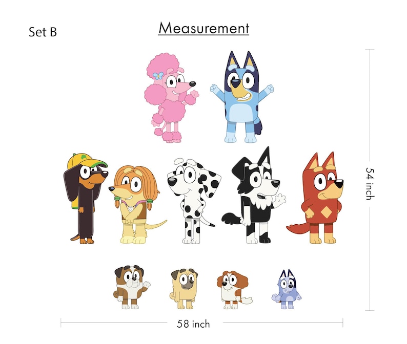 Bluey Wall Decal Bandit Heeler Wall Sticker Calypso Wall Mural Bluey ...