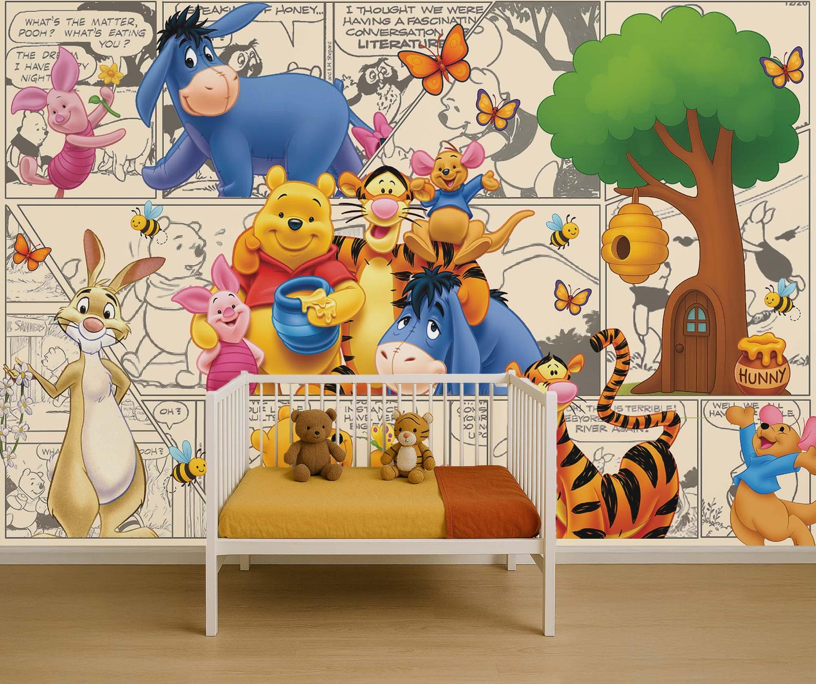 Winnie the Pooh Wallpaper Winnie Wall Art Eeyore Wall Sticker Comic ...