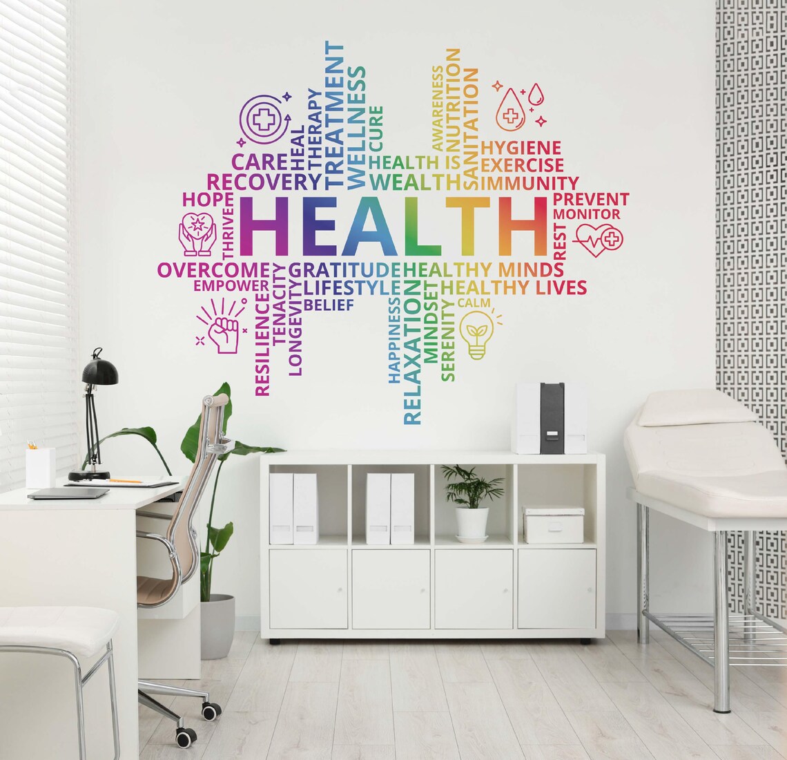 Health Wall Decal Medical Quote Wall Sticker Health Words Inspiring ...
