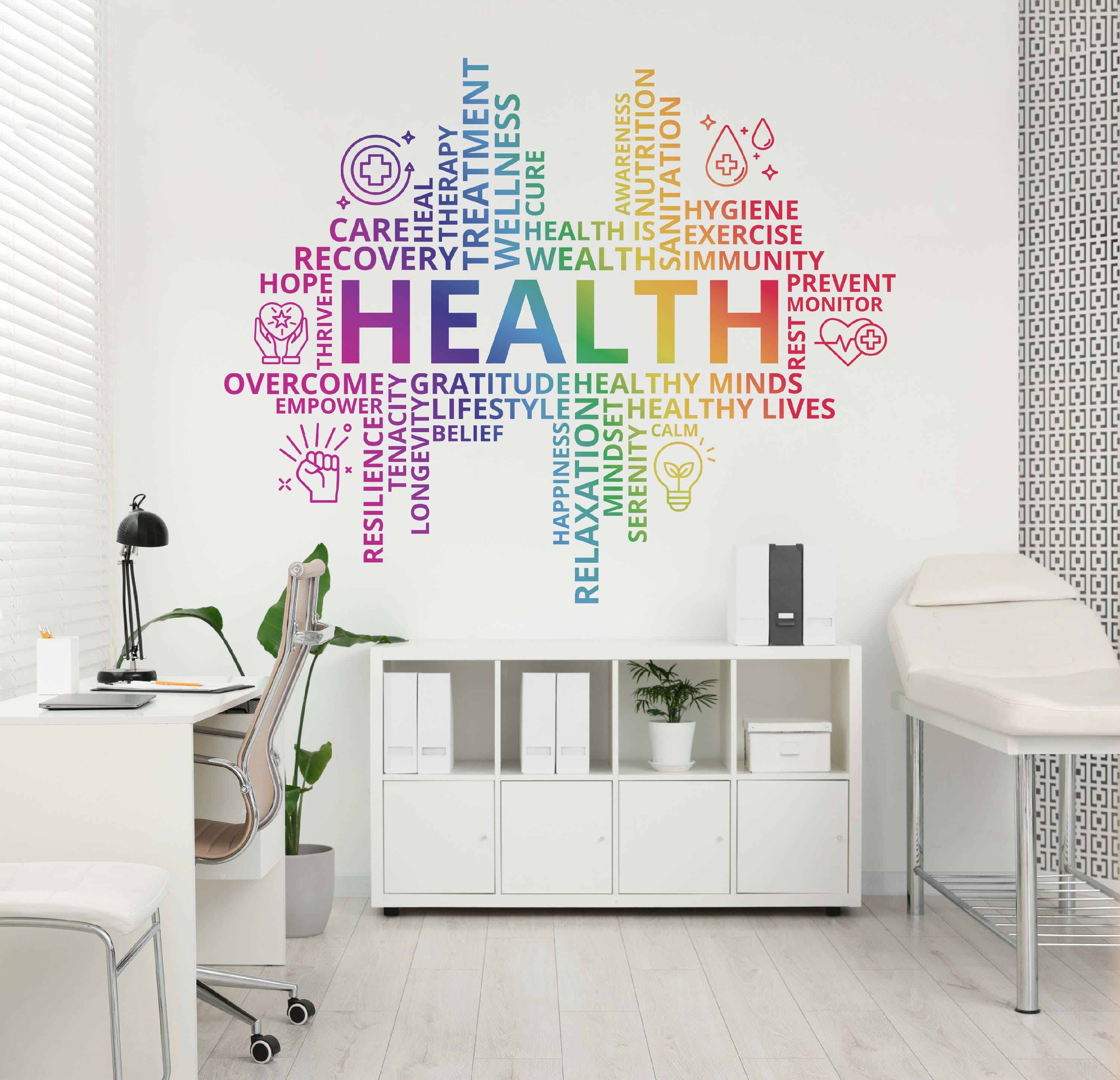 Health Wall Decal Medical Quote Wall Sticker Health Words Inspiring ...