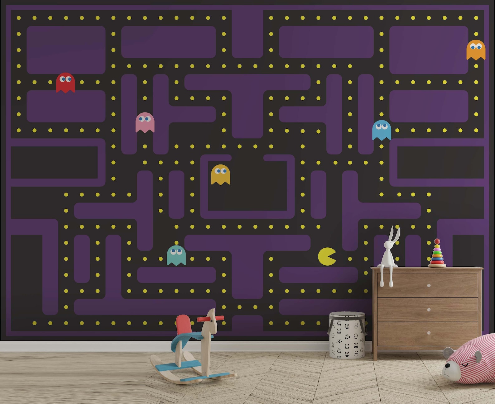 Removable Retro Game Wall Decal Pac Wall Art Gaming Pattern MAN Doodle ...