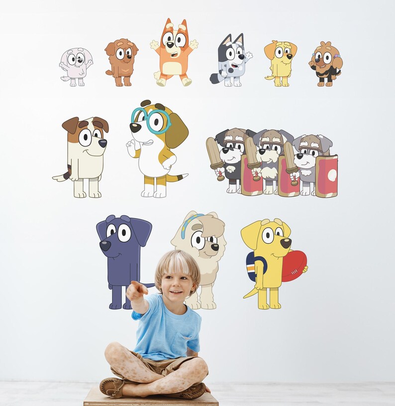 Bluey Wall Decal Bandit Heeler Wall Sticker Calypso Wall Mural Bluey ...