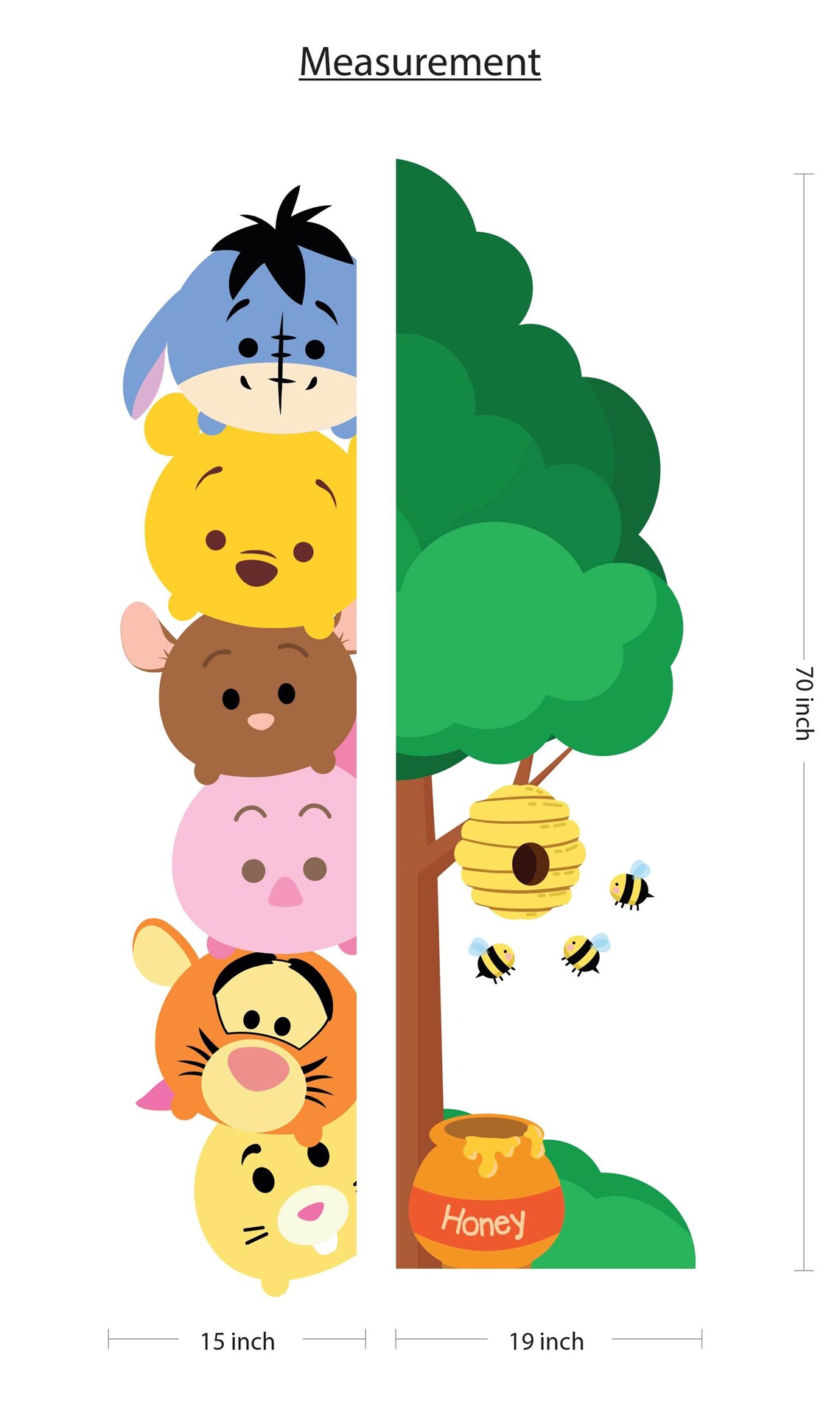 Tsum Tsum Wall Decal Winnie the Pooh Wall Decal Winnie Wall Art Tsum ...