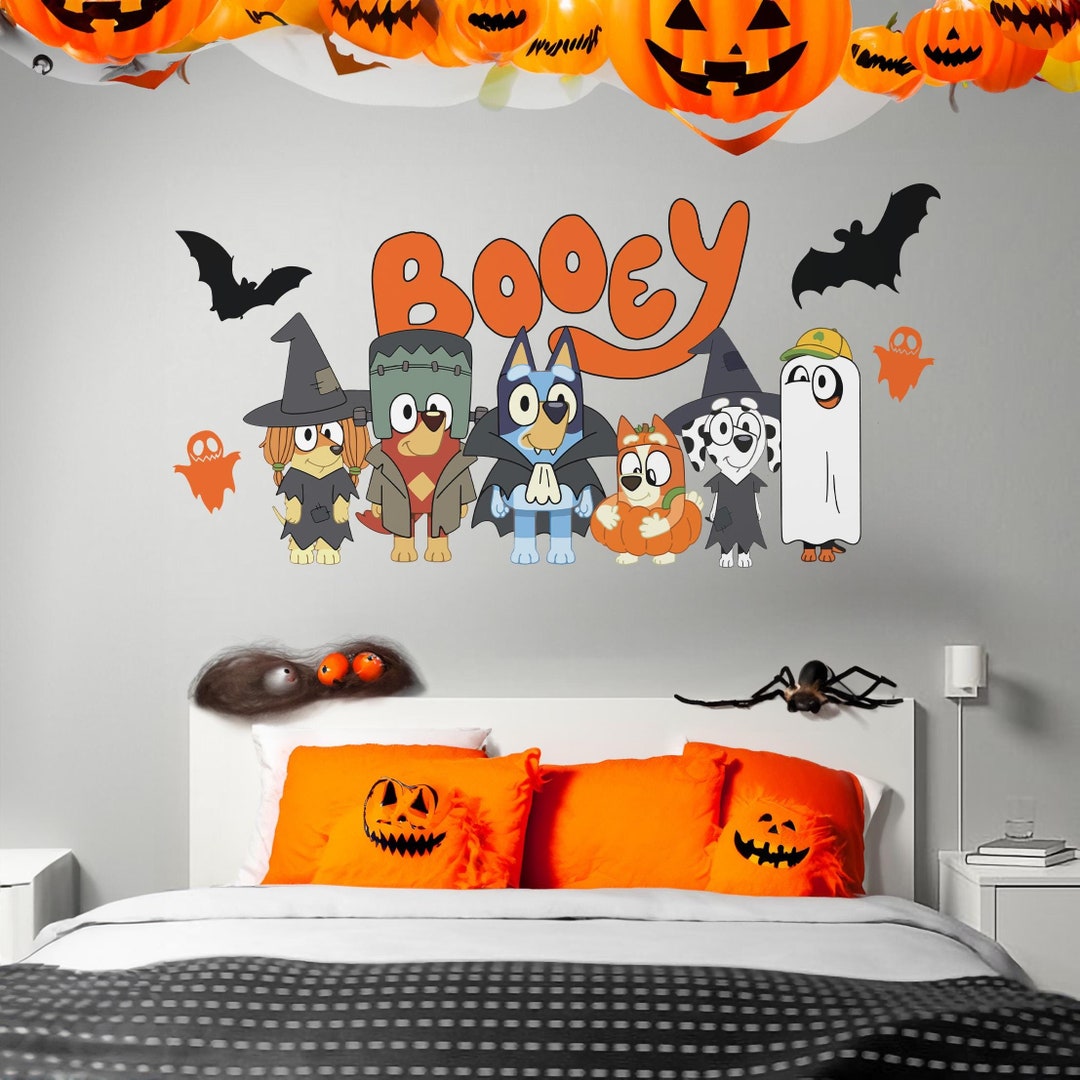Halloween Bluey Wall Decal Bluey Halloween Wall Sticker Bandit Heeler ...