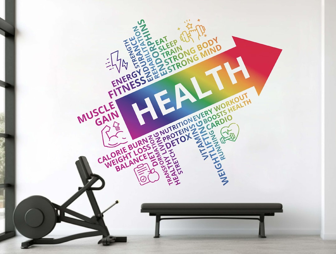 Health Wall Decal Fitness Quote Wall Sticker Health Words Inspiring ...