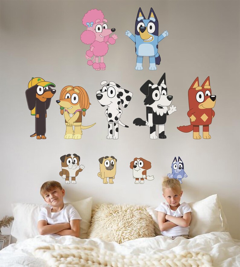 Bluey Wall Decal Bandit Heeler Wall Sticker Calypso Wall Mural Bluey ...