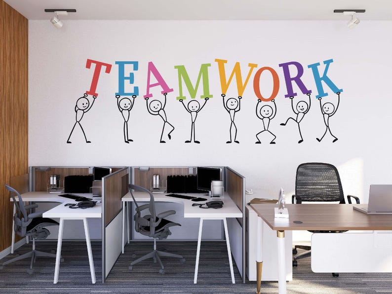 Teamwork Wall Decal Motivational Wall Sticker Company Quote Wallpaper ...