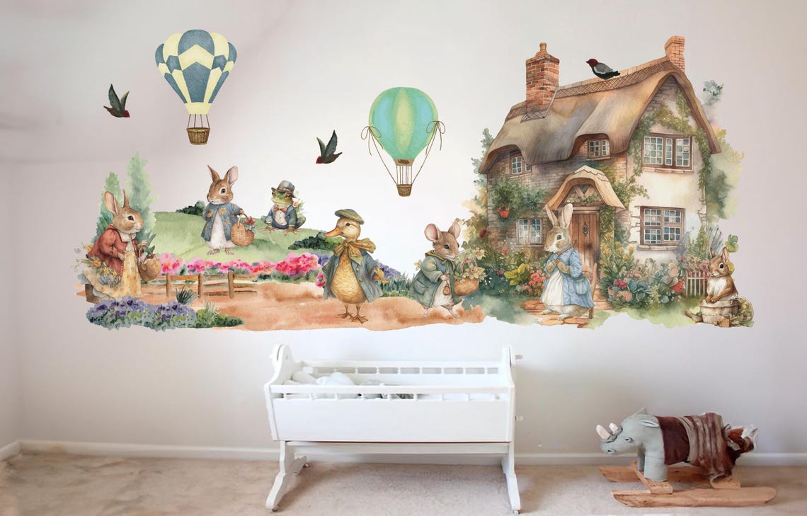 Peter Rabbit Wall Decal Peter Rabbit Wall Art Benjamin Bunny Wall ...