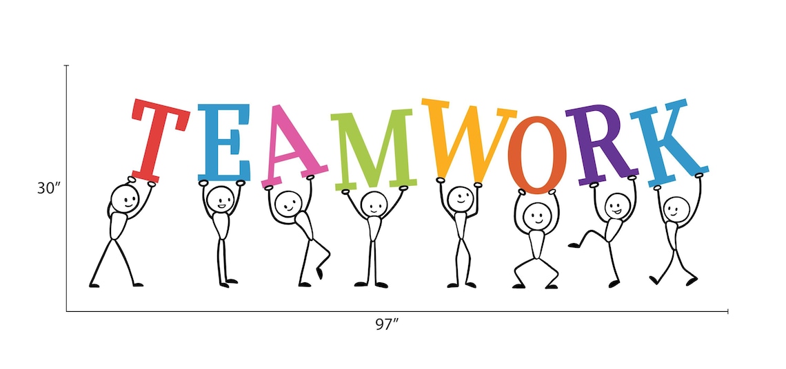 Teamwork Wall Decal Motivational Wall Sticker Company Quote Wallpaper ...