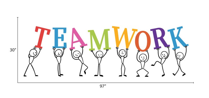Teamwork Wall Decal Motivational Wall Sticker Company Quote Wallpaper ...