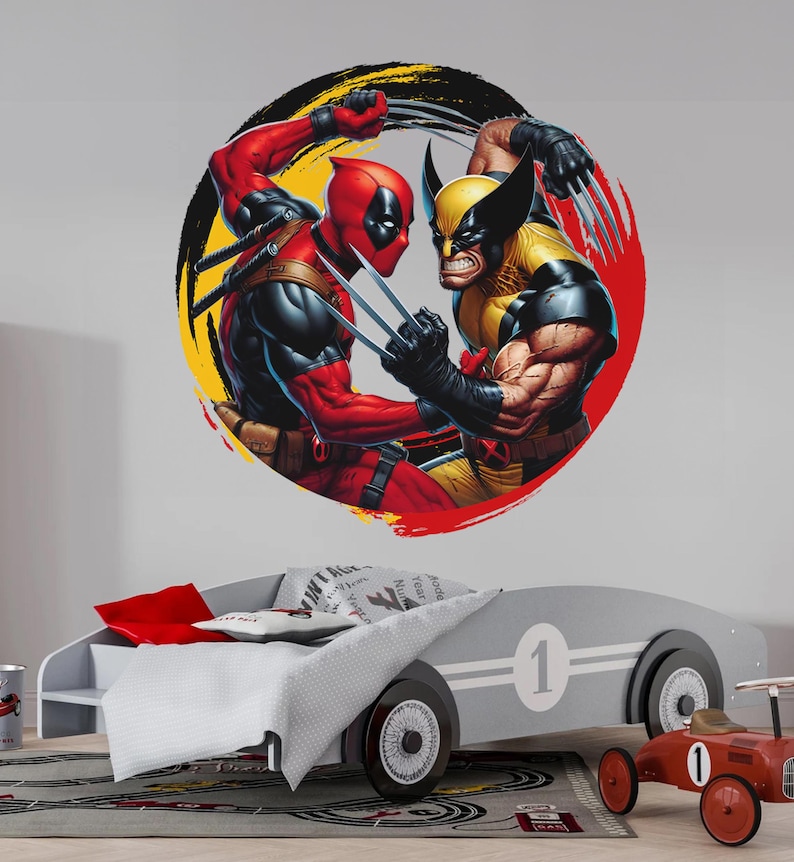Deadpool Wall Decal Wolverine Wall Sticker Movie Wallpaper Deadpool ...