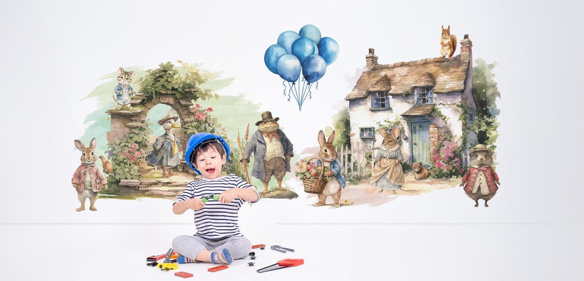 Peter Rabbit Wall Decal Peter Rabbit Wall Art Rabbit Wall Sticker Farm ...