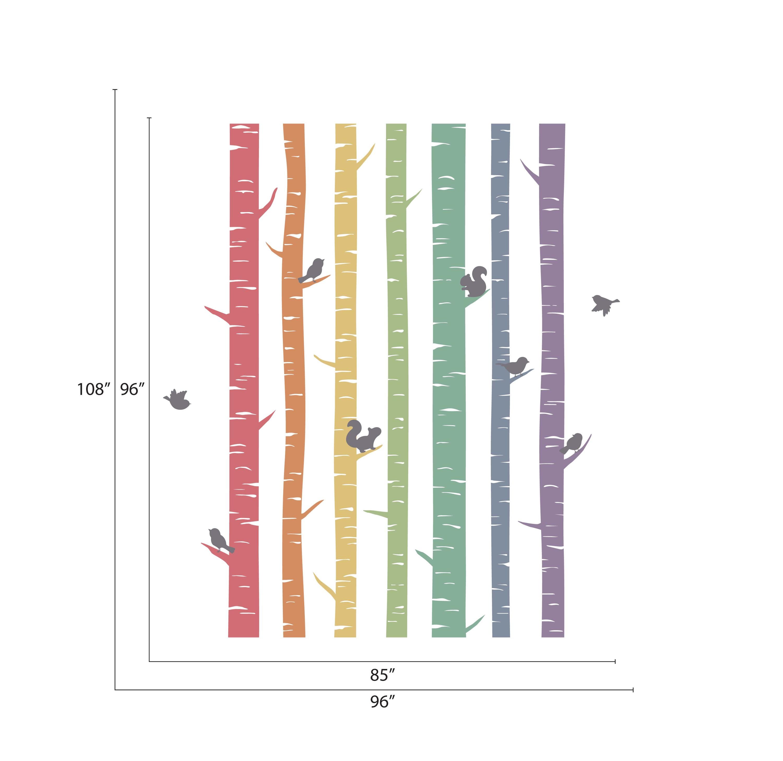Colourful Tree Wall Decal Colorful Birch Tree Wall Sticker Color Birch ...