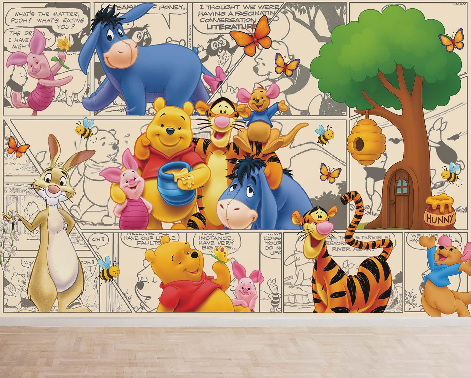 Winnie the Pooh Wallpaper Winnie Wall Art Eeyore Wall Sticker Comic ...