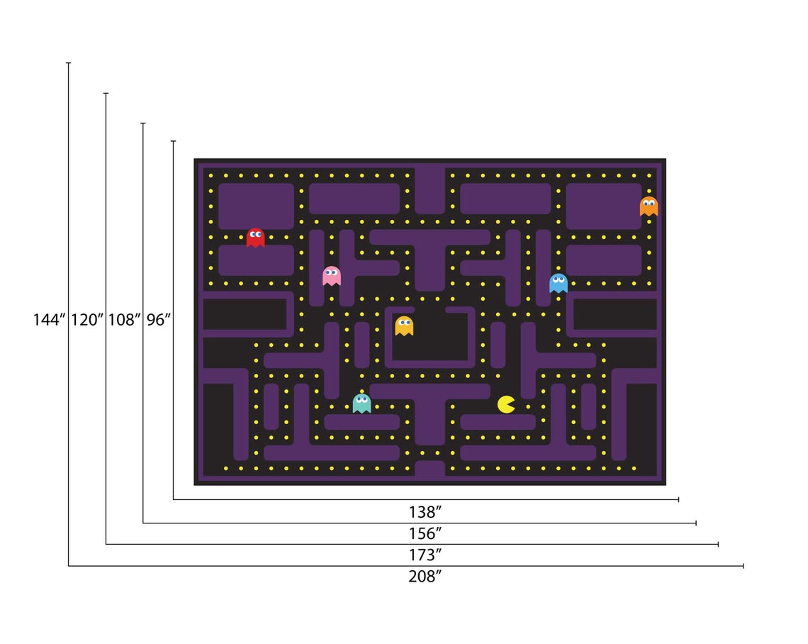 Removable Retro Game Wall Decal Pac Wall Art Gaming Pattern MAN Doodle ...