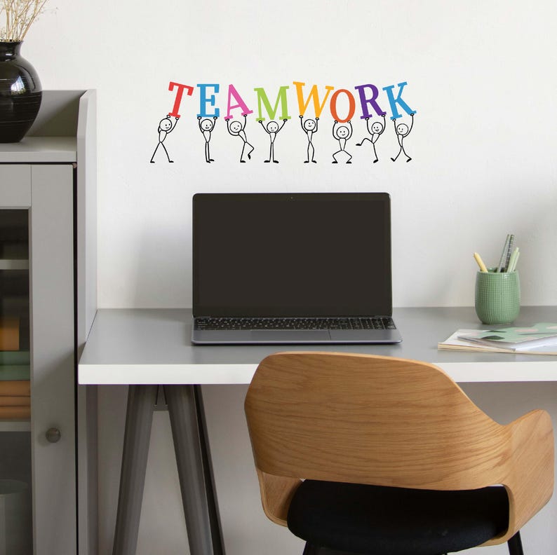 Teamwork Wall Decal Motivational Wall Sticker Company Quote Wallpaper ...