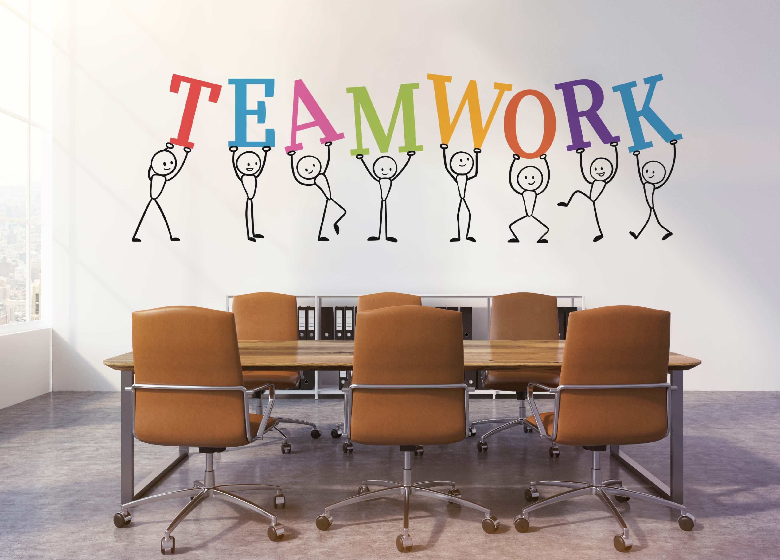 Teamwork Wall Decal Motivational Wall Sticker Company Quote Wallpaper ...