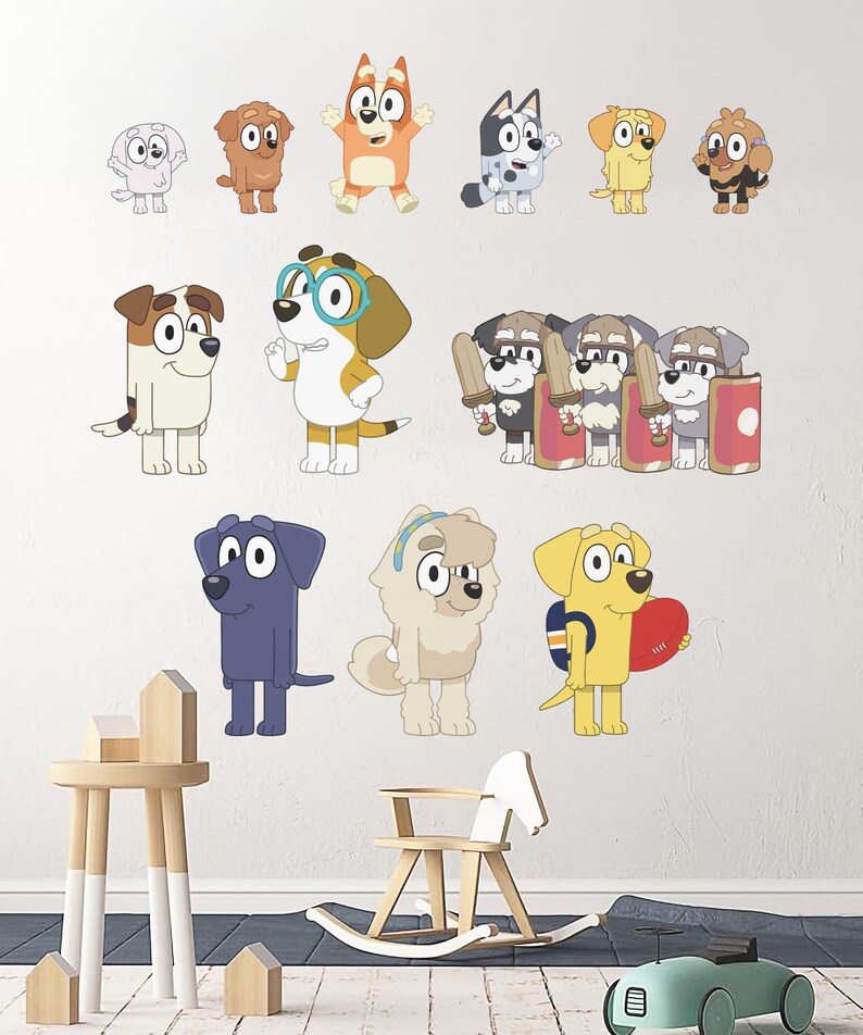 Bluey Wall Decal Bandit Heeler Wall Sticker Calypso Wall Mural Bluey ...