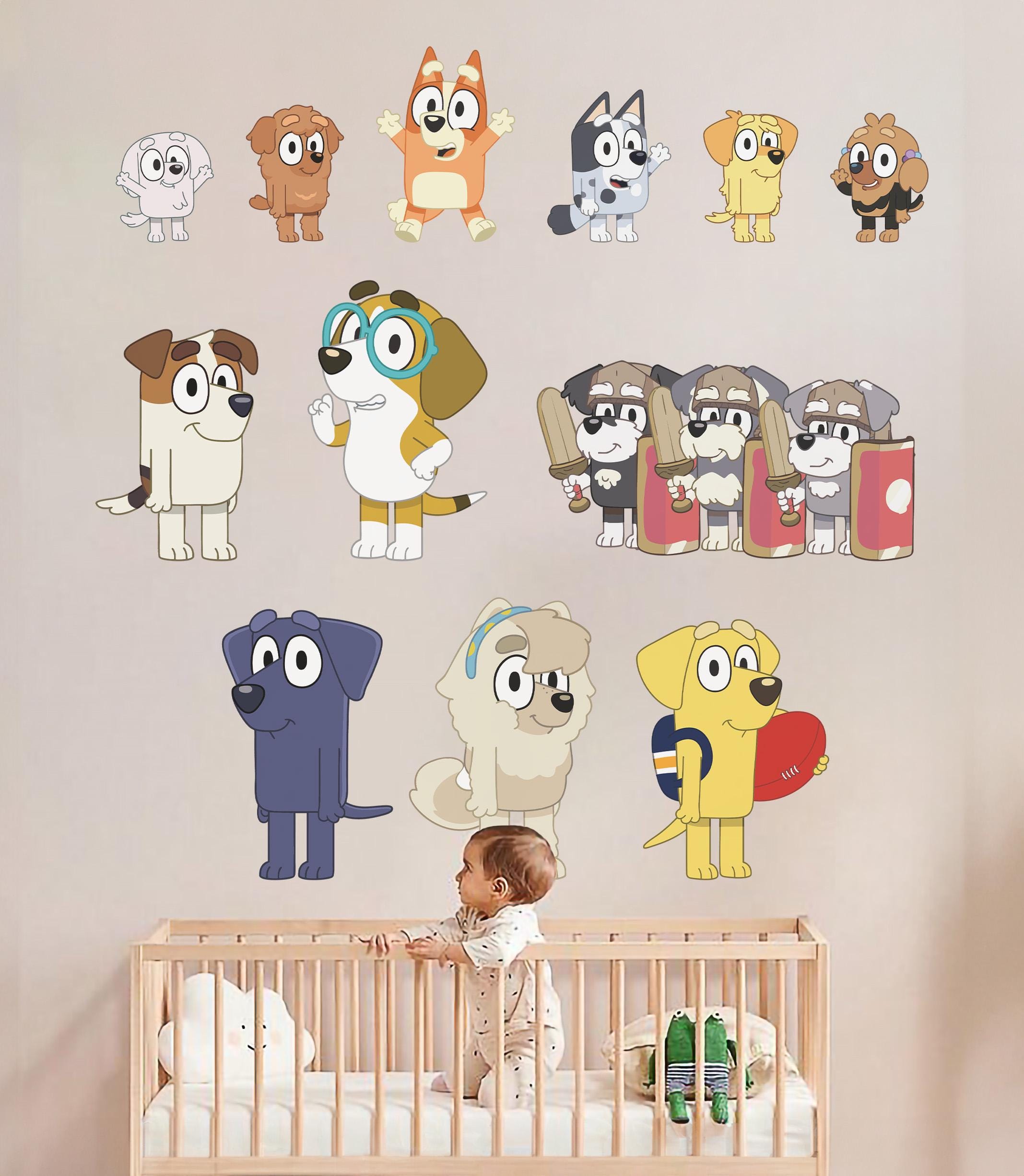 Bluey Wall Decal Bandit Heeler Wall Sticker Calypso Wall Mural Bluey ...