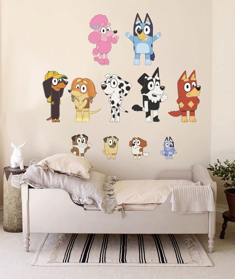 Bluey Wall Decal Bandit Heeler Wall Sticker Calypso Wall Mural Bluey ...
