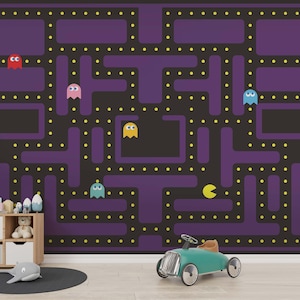 Removable Retro Game Wall Decal Pac Wall Art Gaming Pattern MAN Doodle ...