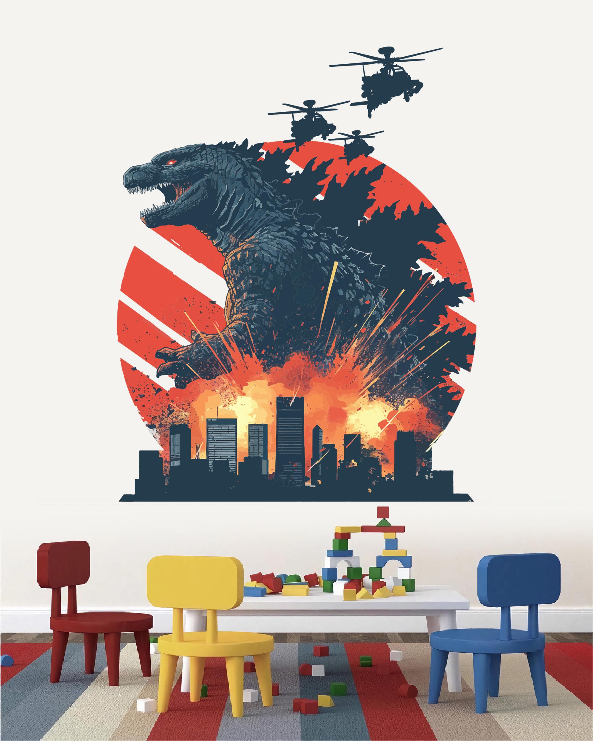 Peel and Sticker Godzilla Wall Art Kid Room Decal Godzilla Wall Decal ...