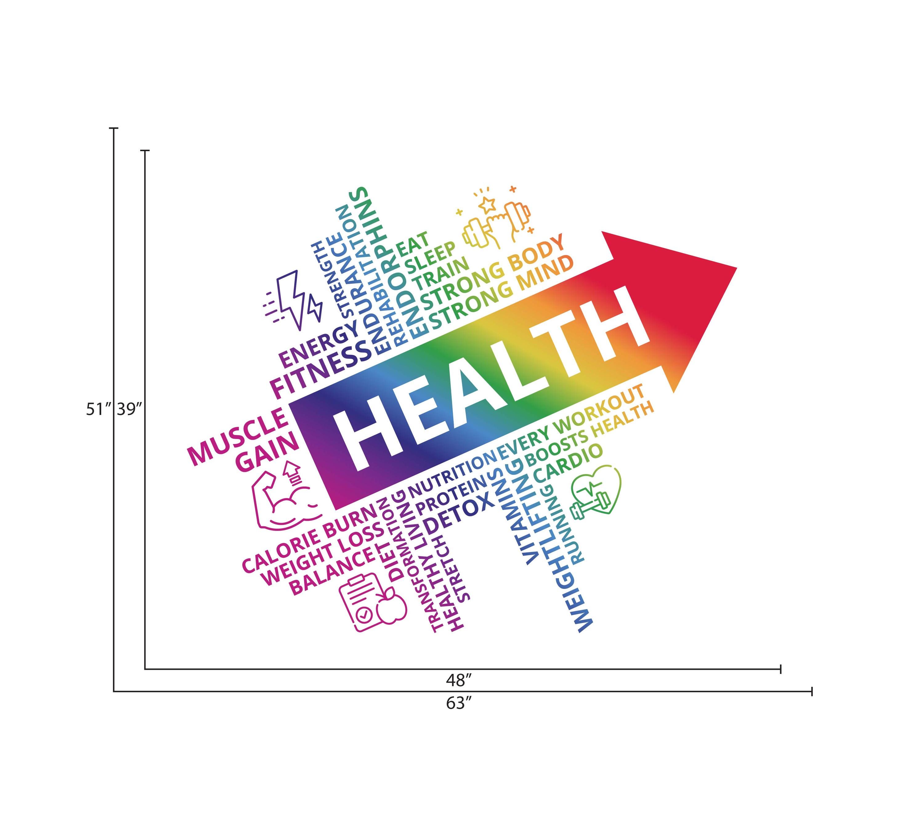 Health Wall Decal Fitness Quote Wall Sticker Health Words Inspiring ...