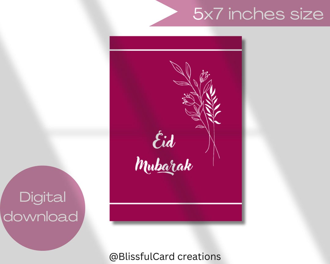 Elegant Printable Eid Card | Digital Download | Islamic Eid Mubarak ...