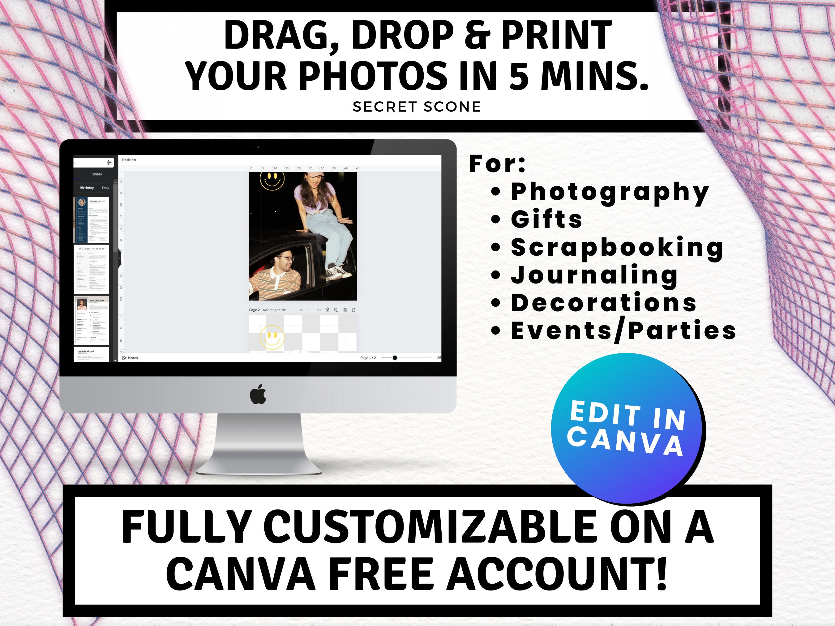 Customizable Fuji Instax Canva Frame Templates - Editable Instax Frame ...